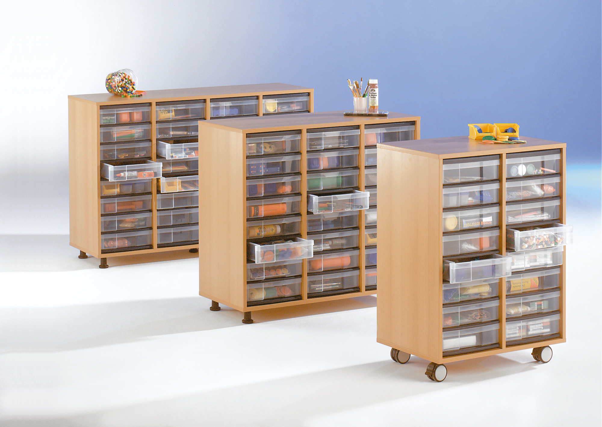 InBox-Schrank, 16 Boxen M, Rollen, BHT 65,9x93,5x40cm | LMS Lehrmittel ...