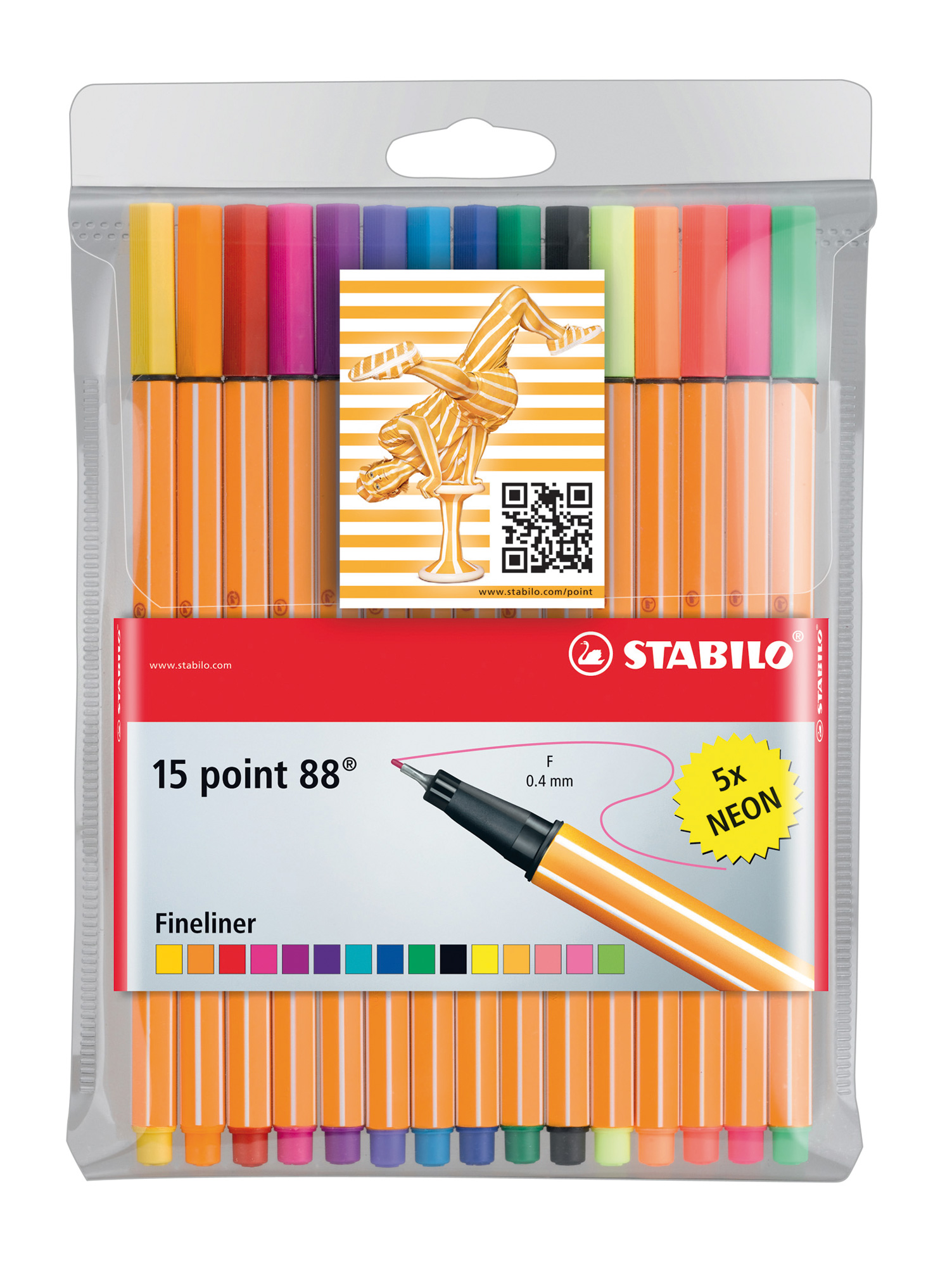 Stabilo Point 88 mit 15 Fineliner (10 Standard + 5 Neonfarben) | LMS ...